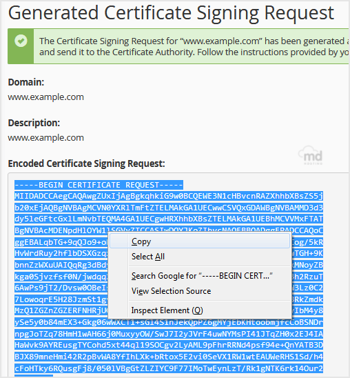 MDHosting Ltd | How to Generate a Certificate Signing Request - CSR in ...